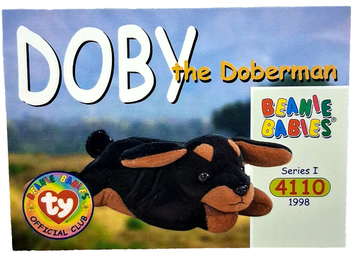 DOBY THE DOBERMAN 1998 TY BEANIE BABIES 4110 SERIES 1 BBOC #69 TRADING ...
