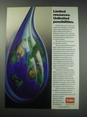 1991 Toro Irrigation Ad - Limited resources. Unlimited possibilities | eBay