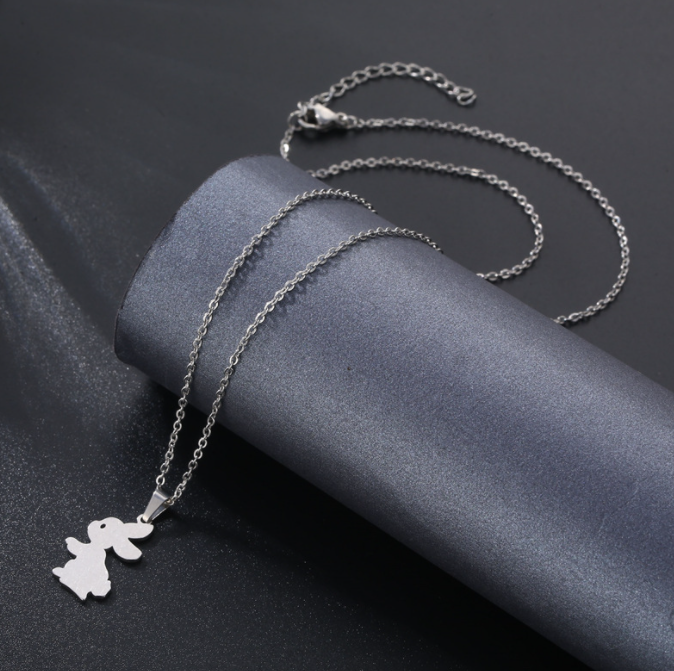 Titanium Silver Rabbit Bunny Pendant Chain Necklace | eBay