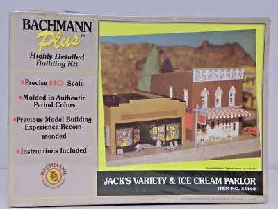 BACHMANN PLUS HO U/A "JACK'S VARIETY & ICE CREAM PARLOR" PLASTIC KIT ...