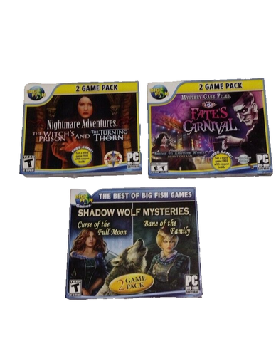 Lot of 3 Big Fish PC Games Computer DVD-ROM Adventure Hidden Object ...