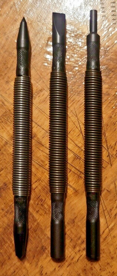Mayhew 3pc Spring Loaded Hammerless Metalworking Punch & Chisel Set ...