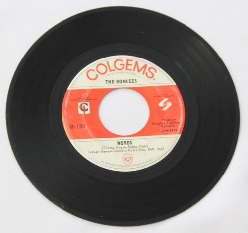 THE MONKEES PLEASANT VALLEY SUNDAY / WORDS 45RPM 7" RECORD, COLGEMS (66 ...