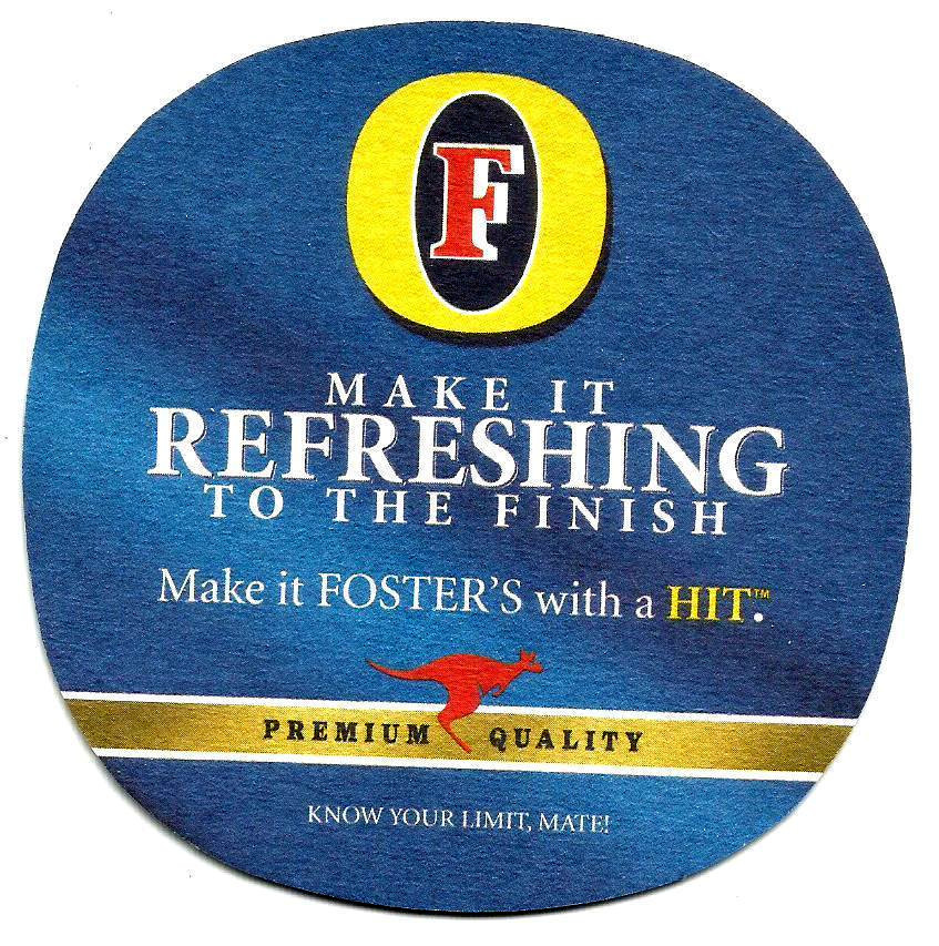 16 Make It Foster's With A Hit Beer Coasters Foster's Hit Tap Dual ...