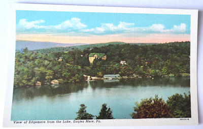 VTG 1944 ADVERTISING PC EDGEMERE HOTEL ON BLUFF ABOVE LAKE EAGLES MERE ...