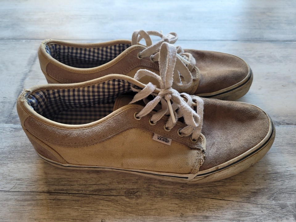 Vans Sneakers Tennis Shoe Mens 10 Skate Surf popular Buff Brown Gingham ...