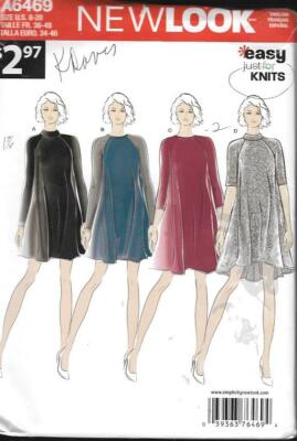 Butterick New Look #6469 Trapeze Dress w /Raglan Sleeves SZ 8-20 ...