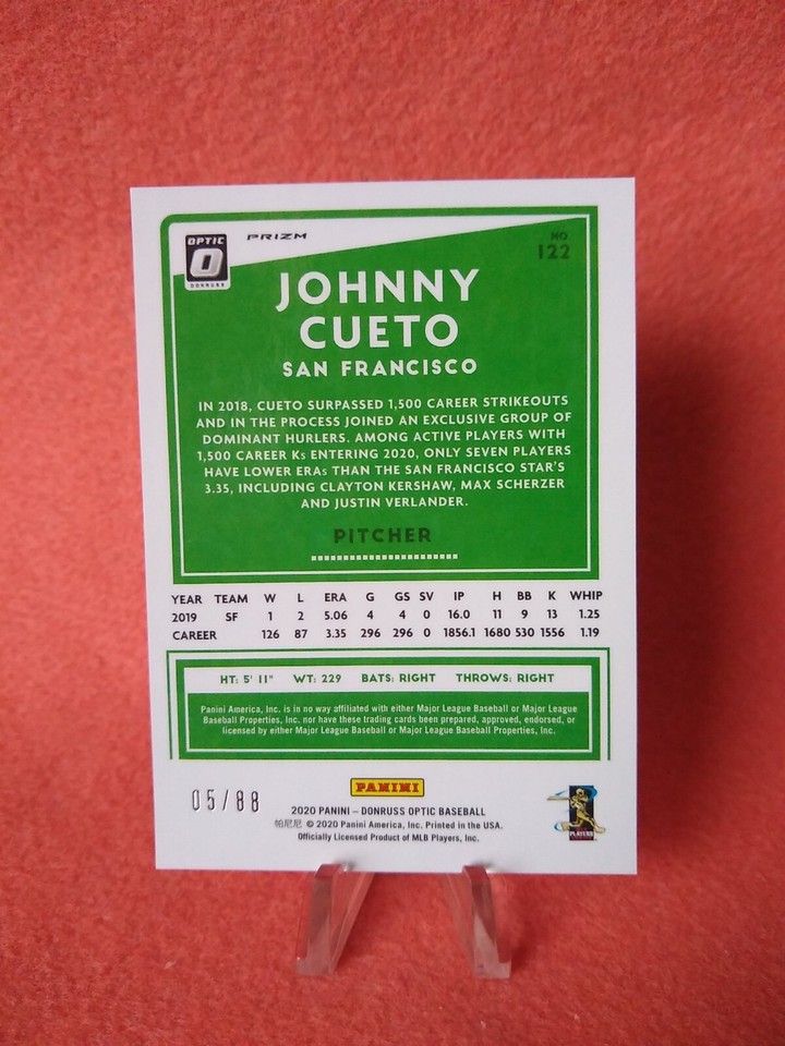 2020 Donruss Optic Choice Red Dragon Johnny Cueto #122 Baseball Card ...