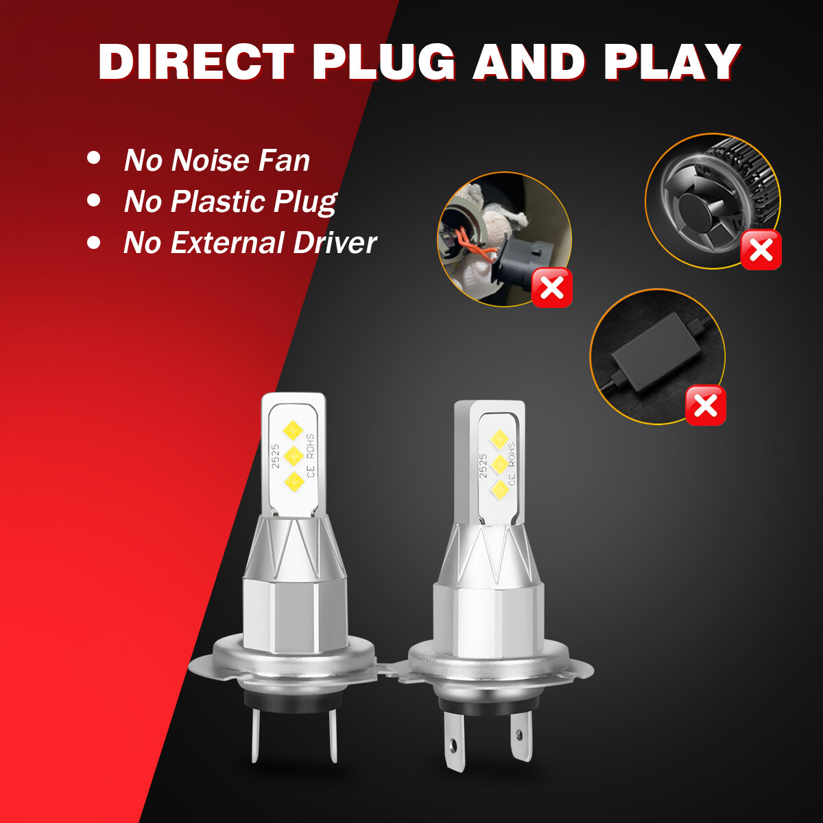 For Kawasaki Ninja 300 EX300 2013-2017 - 2X H7 LED Headlights Bulbs ...