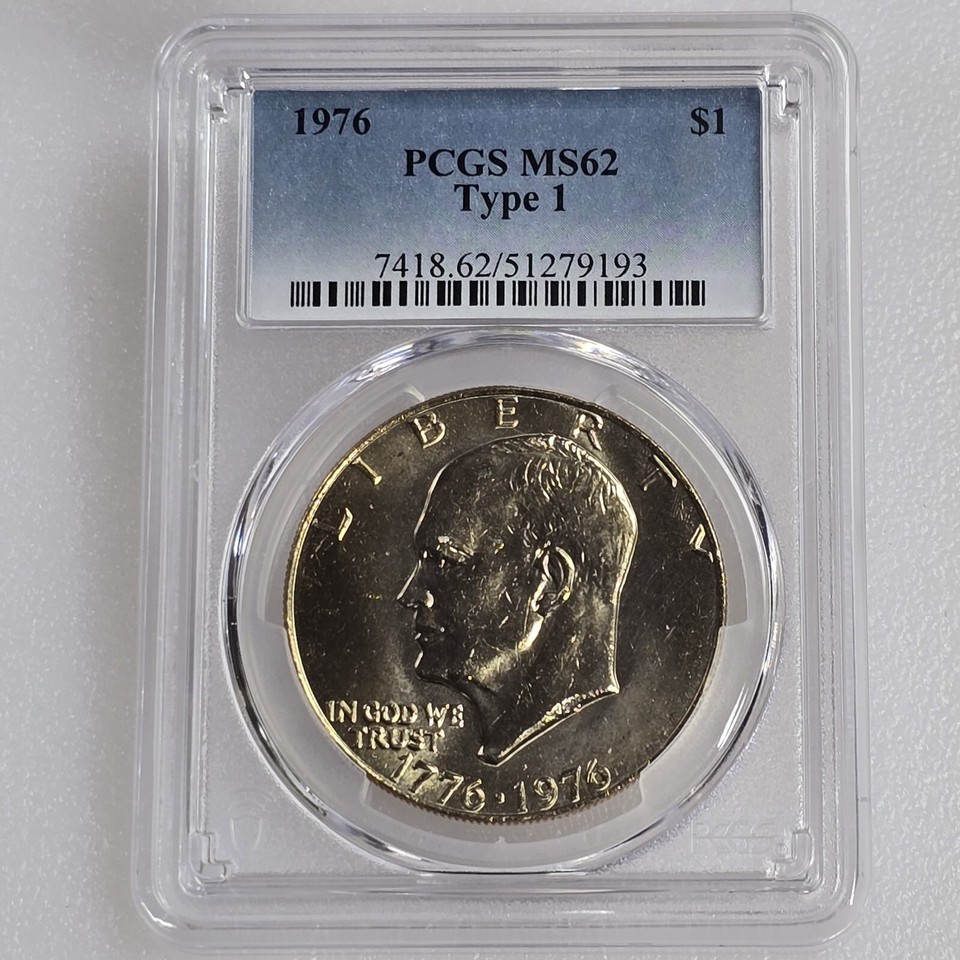 1976 Bicentennial Eisenhower Liberty Bell Moon Dollar Coin PCGS MS62 ...