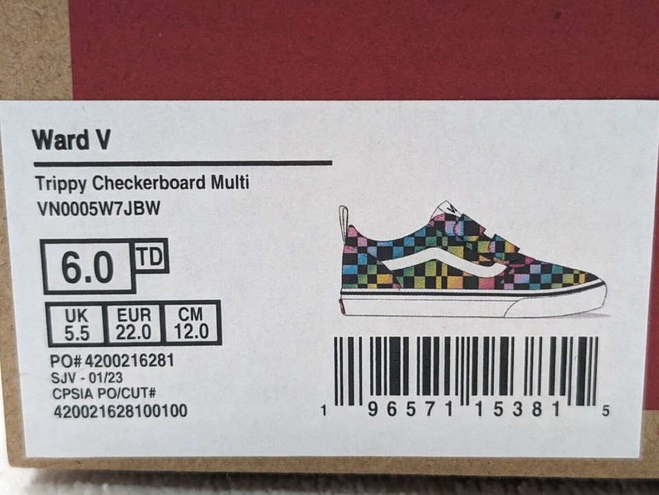 Vans Toddler's Ward V Trippy Checkerboard Multicolor Skate Shoes - Size ...