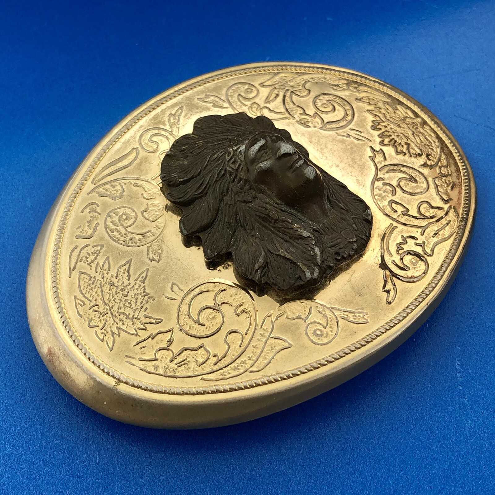 Vintage Brass Bronze Two Tone Scroll 3 Dimensional In… - Gem