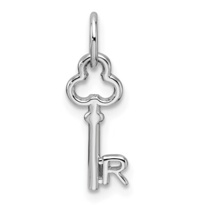 Real 14kt White Gold Key Letter R Initial Charm | eBay