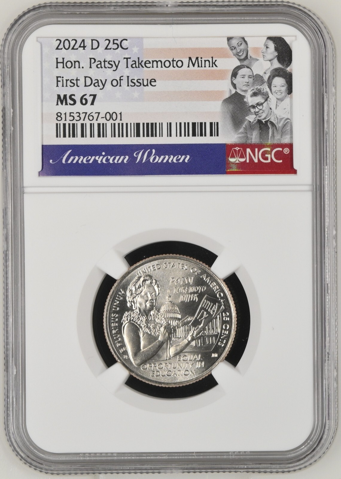 FDI FDOI First Day of Issue 2024 D Patsy Takemoto Mink American Quarter ...