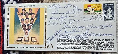 1989 Gateway Stamps 500 Home Run Club FDC Signed Mantle Williams HOF ...