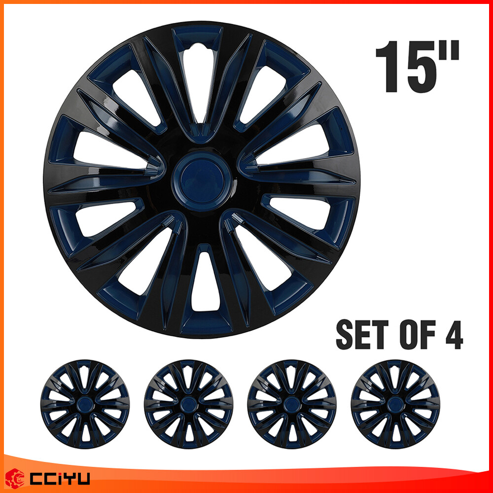 4 Pcs Hub Caps 15 Inch Wheel Cover Universal Blue And Black Trim Kit | eBay