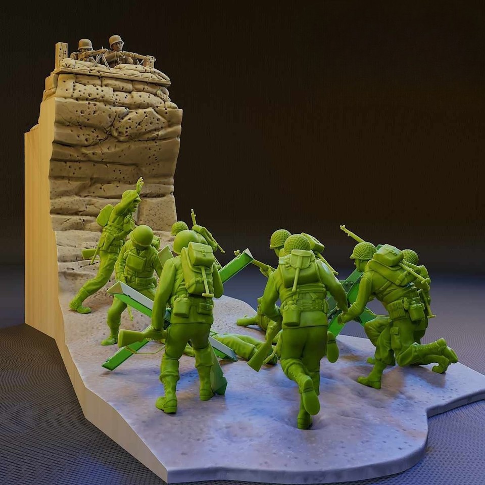 1/35 Scale WwII US Military Landing At Omaha Beach 12 Figure Resin ...
