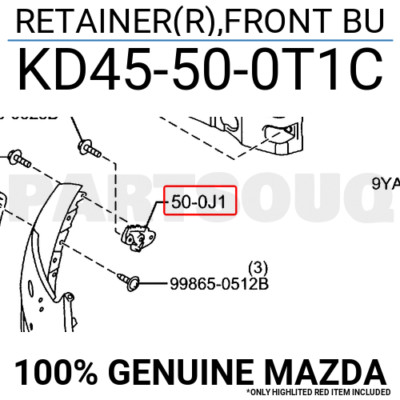KD45500T1C Genuine Mazda RETAINER(R),FRONT BU KD45-50-0T1C | eBay