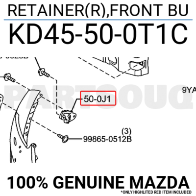 KD45500T1C Genuine Mazda RETAINER(R),FRONT BU KD45-50-0T1C | eBay