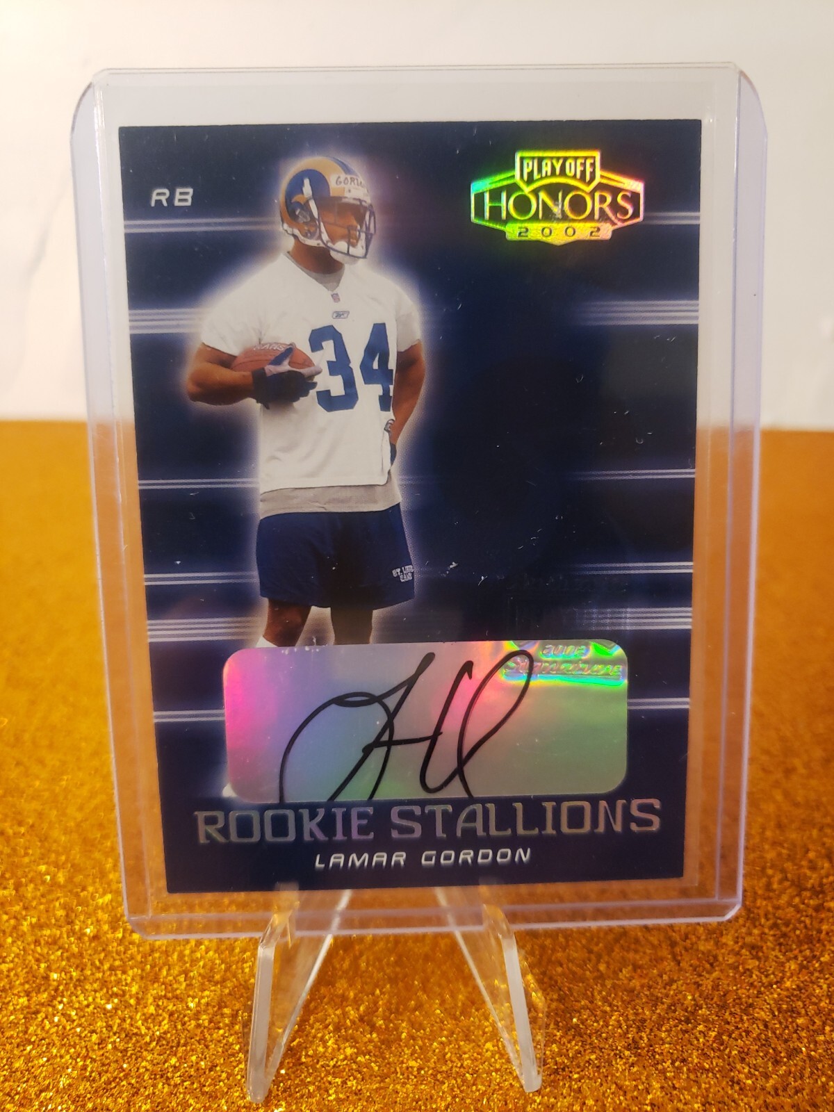 2002 Playoff Honors Stallions /100 Lamar Gordon #RS-49 Rookie Auto RC ...
