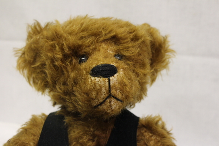 BECKY COUTRAS Brown Jointed "TALBERT" Bear W/Vest & Pocket Watch, 17 ...