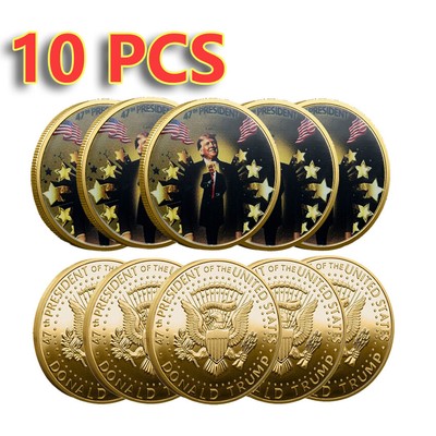 10PCS 2025 Donald Trump Challenge Coin US 47th President Gold ...