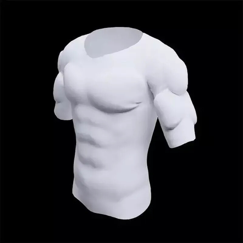 Men Invisible Abs Fake Muscle Body Suit With Chest Male Undershirt Soft ...
