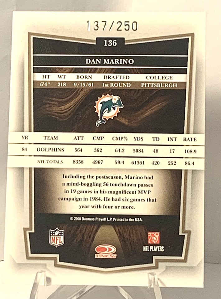 2008 Classics DAN MARINO /250 timeless tributers MIAMI DOLPHINS | eBay