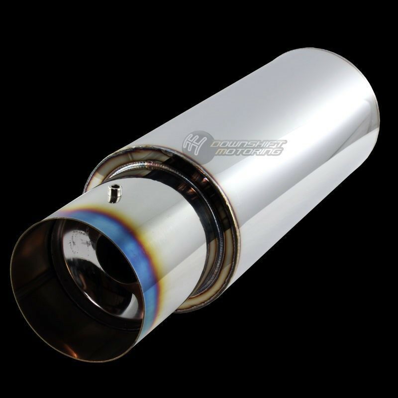 N1 Style 4" Burn Tip Stainless Steel Muffler 2.5" Inlet W/ Silencer ...