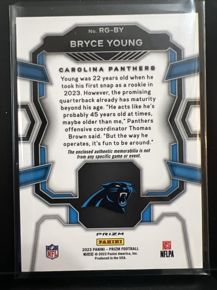 2023 Prizm Bryce Young Neon Green Pulsar Rookie Gear Patch #BY Carolina ...