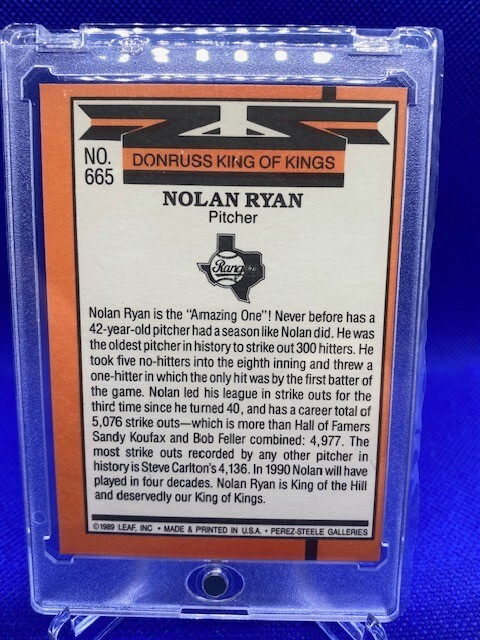 NOLAN RYAN Rare Error Card #665 1990 Donruss Diamond King | eBay