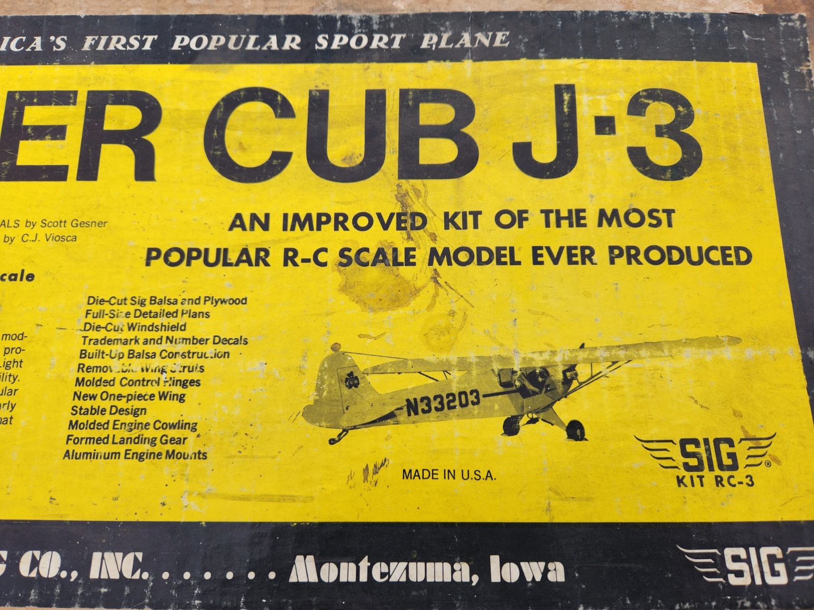 SIG Piper J-3 Cub RC Model Aircraft Kit - Yellow for sale online | eBay