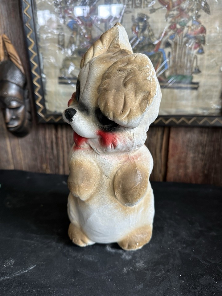 1930-1950’s Carnival Prize Chalkware Dog Puppy Standing on Back Legs ...