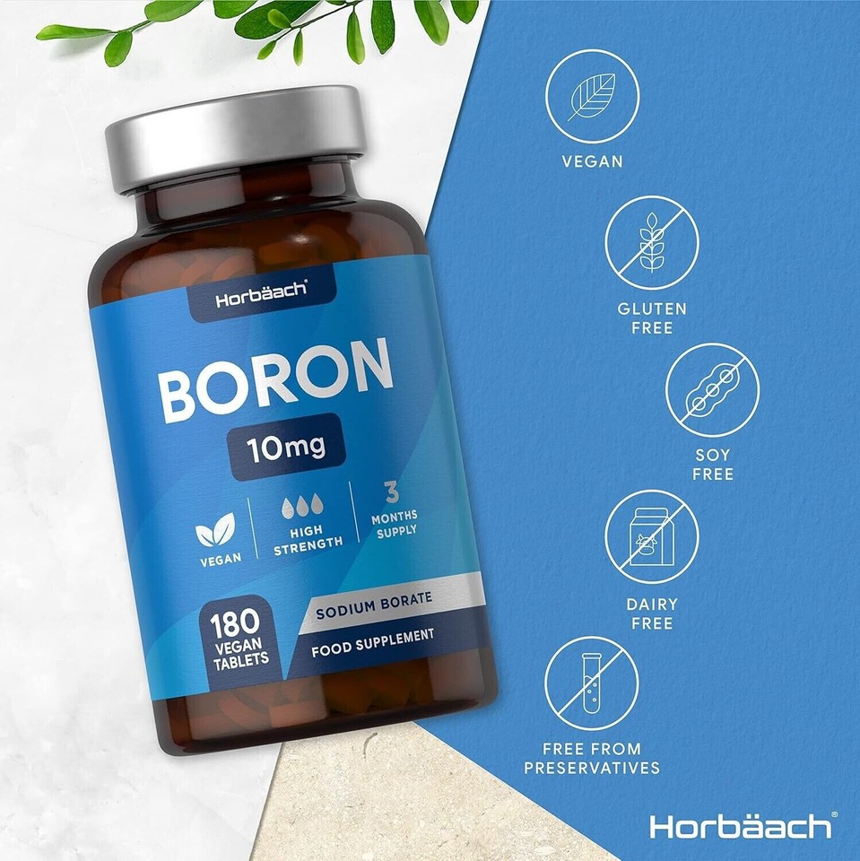 Boron 10mg Supplement | 180 Vegan Tablets | Premium | For Healthy ...
