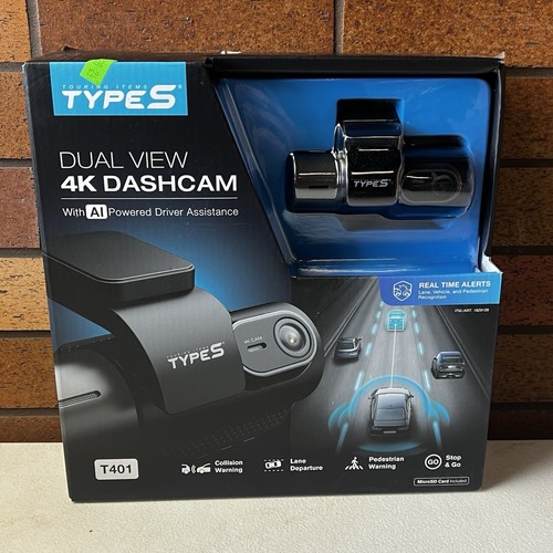 Type S T401 4K Dual View Dash Cam W/AI Power Driver Assist & in-Car ...