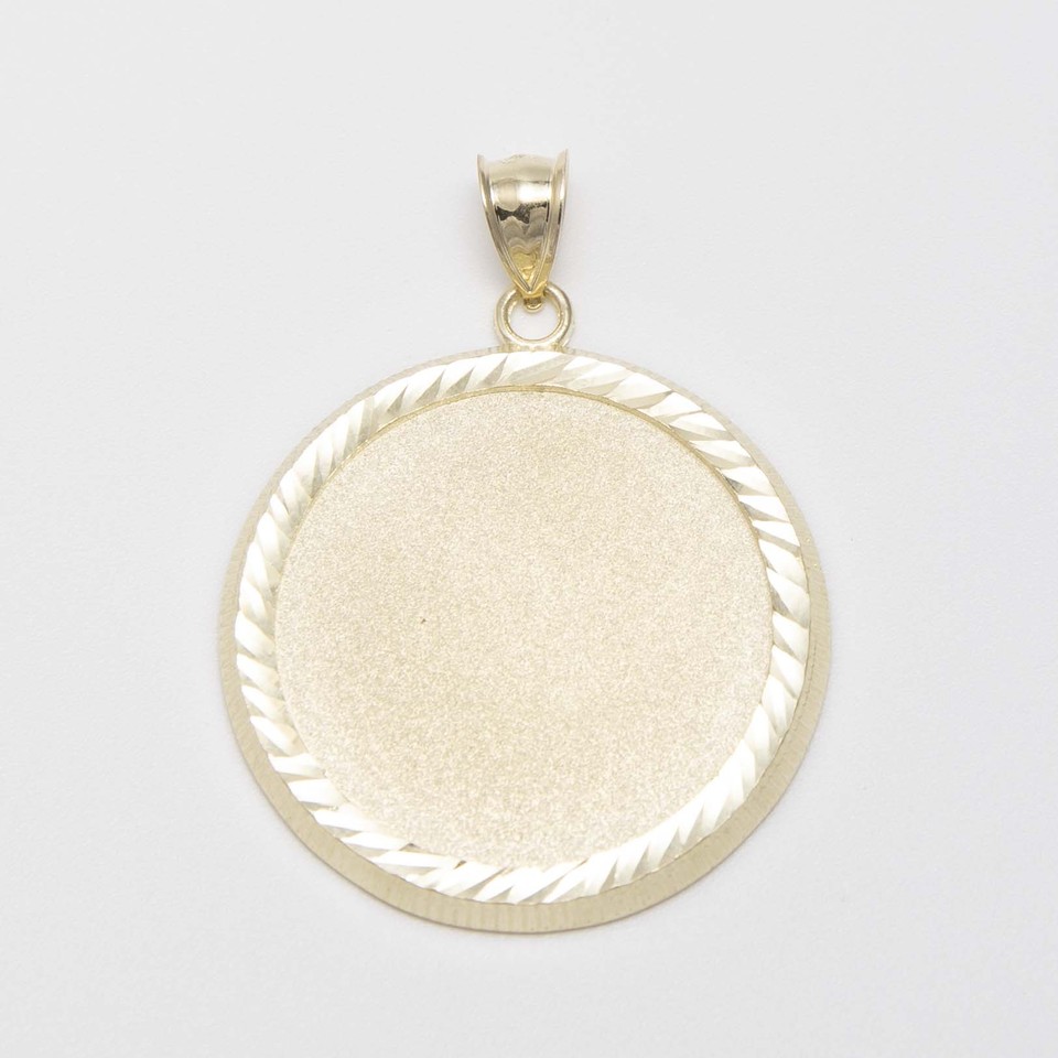 Diamond-Cut Picture Frame Memory Medallion Pendant 10K Yellow Gold All ...