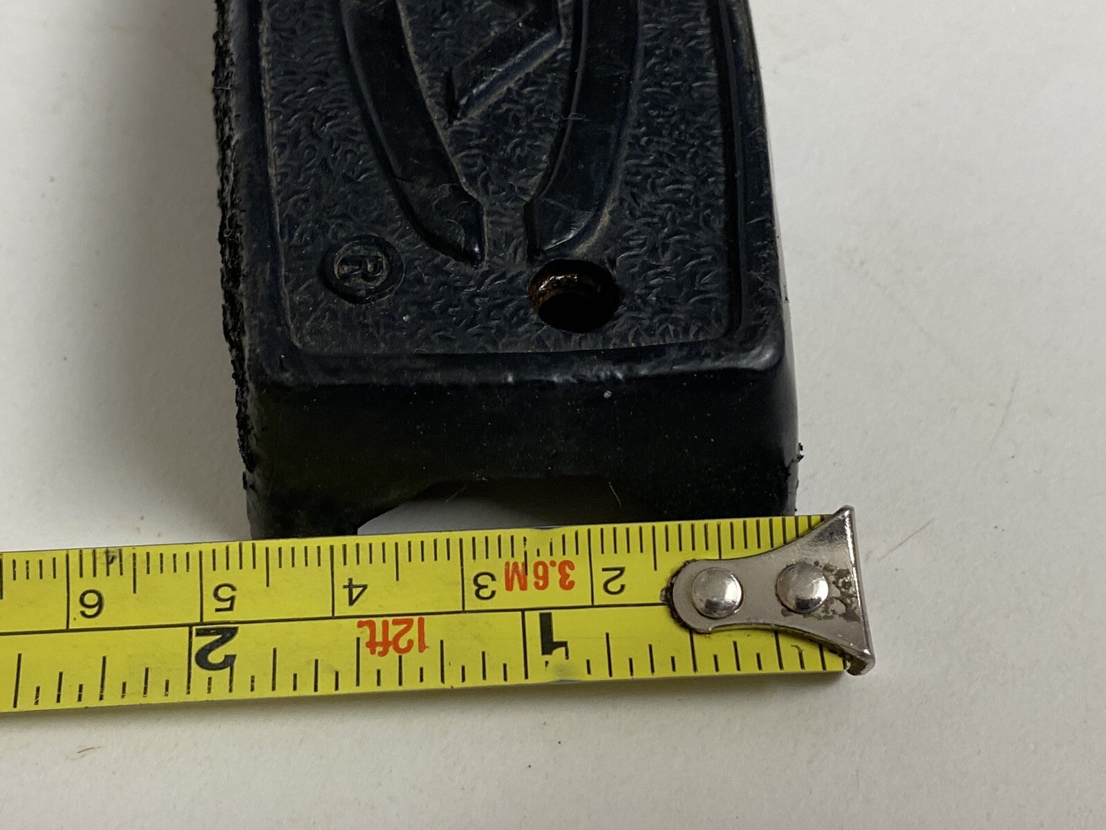 ORIGINAL CUSHMAN GAS TANK EMBLEM,BLACK PLASTIC,4"x2",SCOOTER,CM LOGO ...