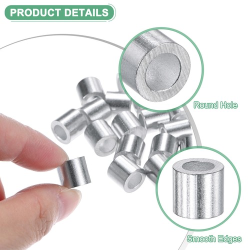 50-Pack Aluminum Crimping Loop Sleeves 6mm 1/4" Round for Wire Rope ...