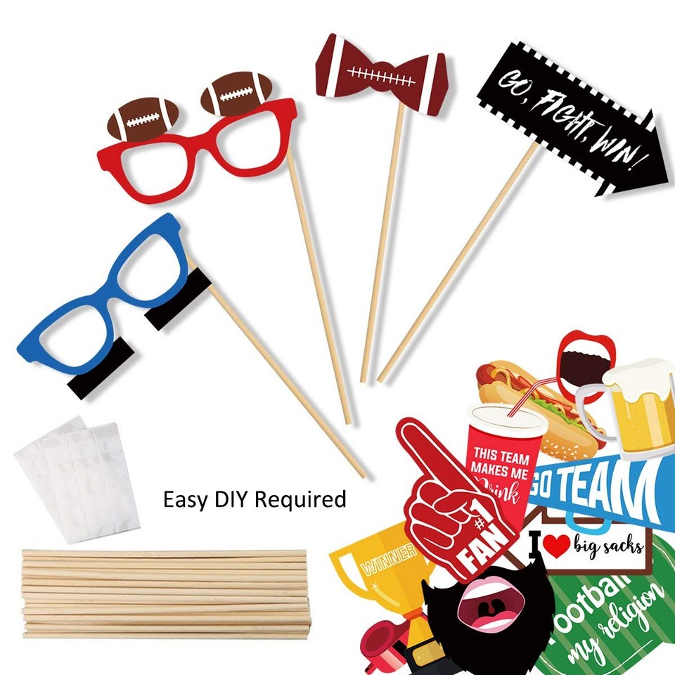 Football Photo Booth Props Kit, 26 Pieces Football Season Photobooth ...