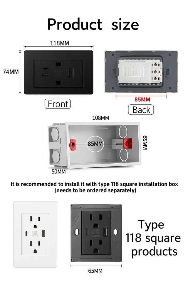 Dual Wall Outlet with USB Ports Charger AC Power Receptacle Plate Panel ...