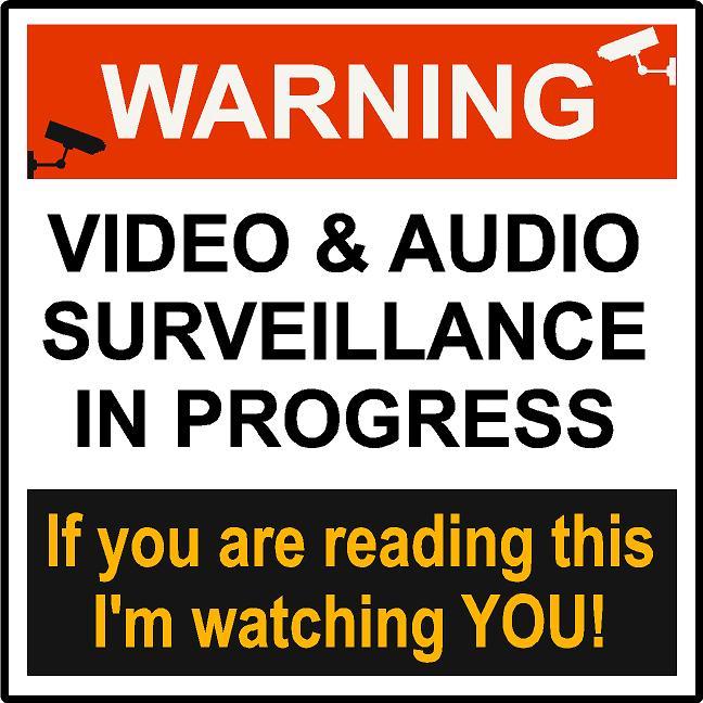 "WARNING VIDEO & AUDIO SURVEILLANCE" SIGN Peel & stick decal FOR WINDOW ...