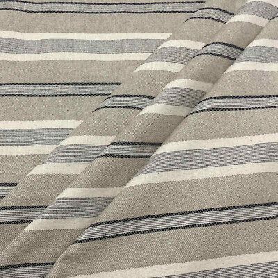 Double Width Princeton Stripe French Cotton Fabric Blue 280cm ...