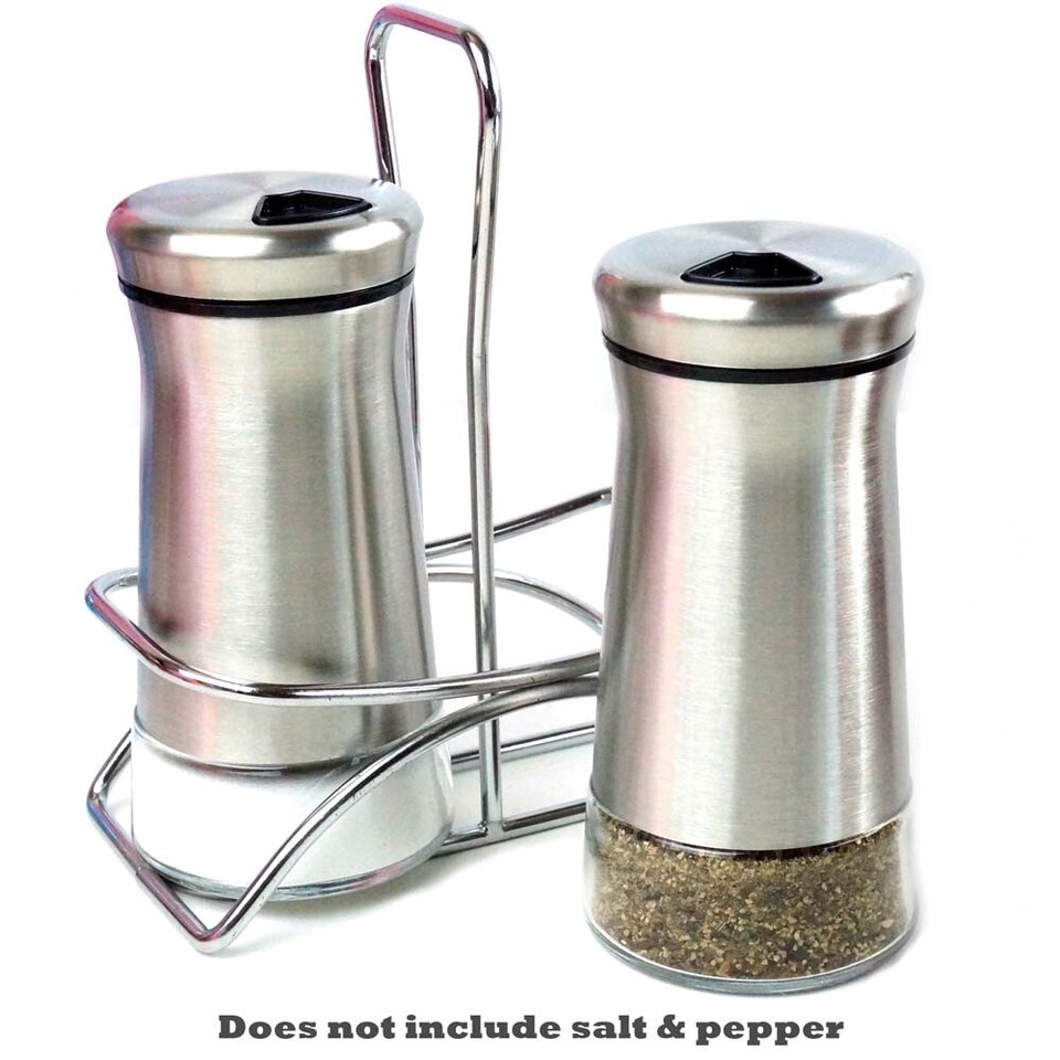 Salt & Pepper Shakers Glass Bottom with Wire Stand Adjustable Holes ...