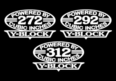 2 Y-BLOCK V8 DECALS 272-292-3121954-1964 EMBLEM TRUCK T-BIRD STICKERS ...
