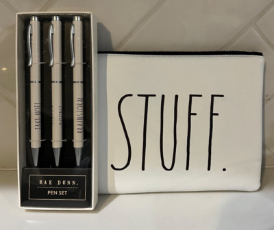 RAE DUNN Ballpoint Pen Set and STUFF Zip Pencil/Makeup/Accessories ...