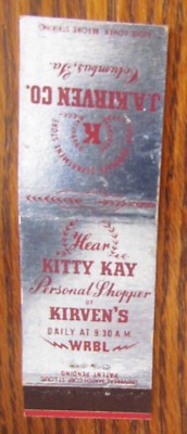 MEDIA RADIO STATION MATCHBOOK: WRBL (KITTY KAY) & J.A. KIRVEN ...
