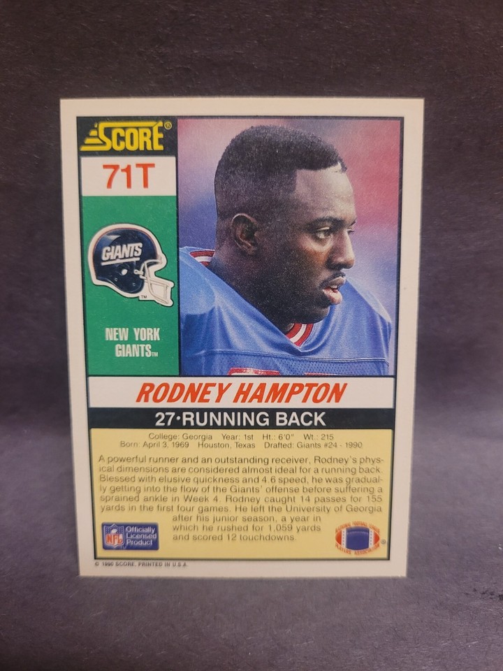 1990 Score Rodney Hampton #71T | eBay