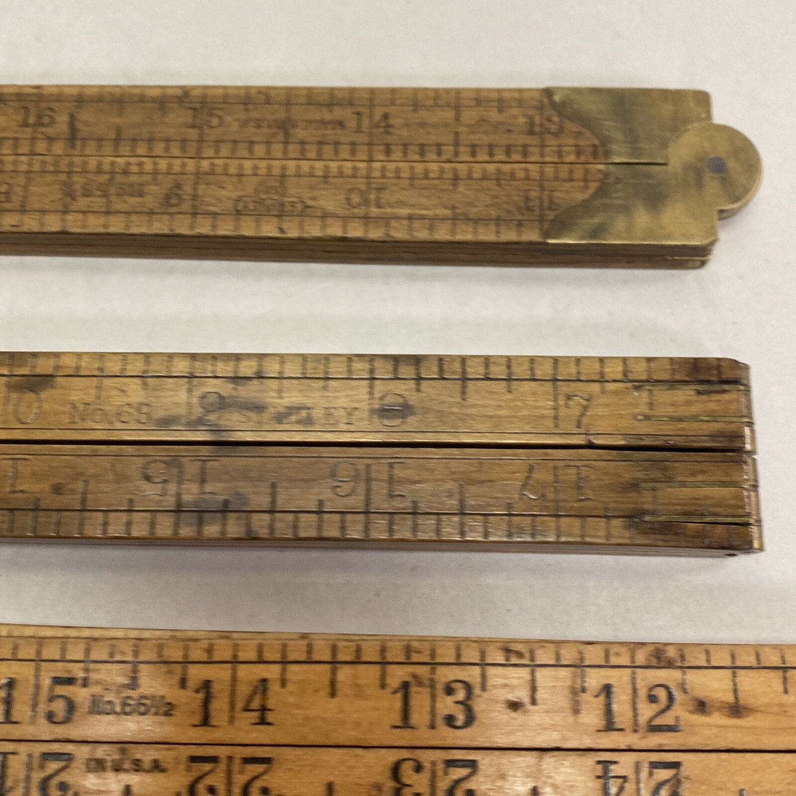 Six Diff Stanley Lufkin Boxwood Brass Carpenters Folding Ruler Lot vtg ...