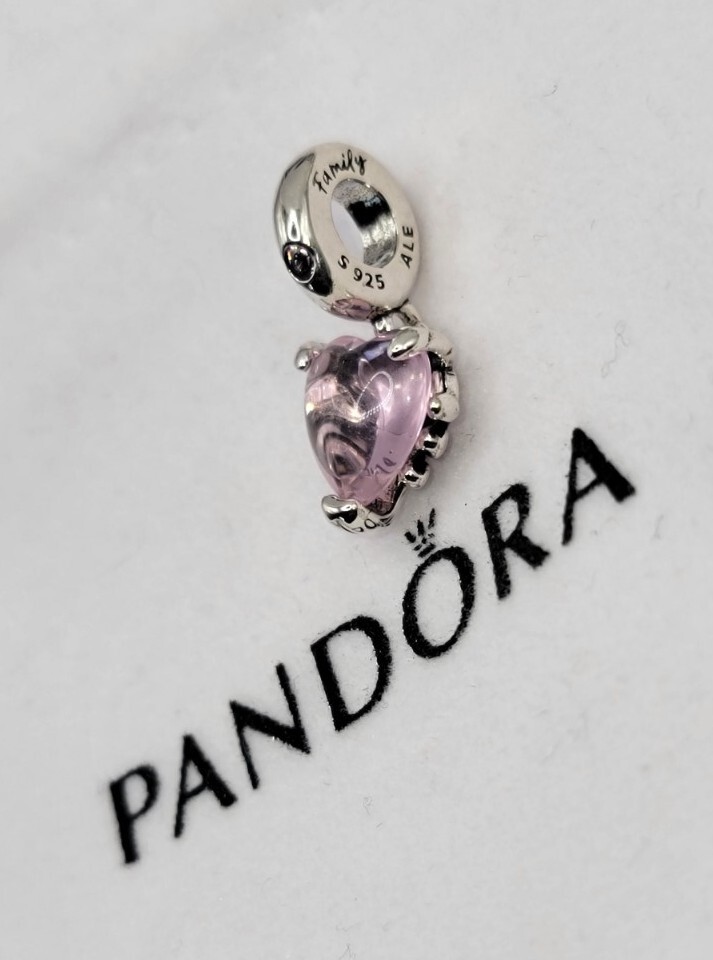 Authentic Pandora Pink Family Tree and Heart Dangle Charm #792654C01 ...