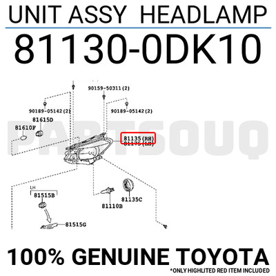 811300DK10 Genuine Toyota UNIT ASSY HEADLAMP 81130-0DK10 | eBay